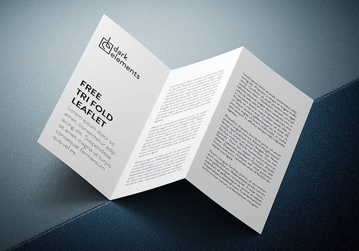 Dark Elements / Trifold leaflet mockup - Mockups Design Dark Elements / Trifold leaflet mockup - Mockups Design
